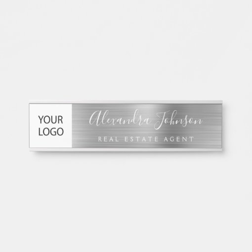 Custom Logo Executive Silver Professional Door Sign | Zazzle