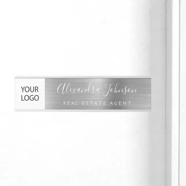 Custom Logo Executive Silver Professional Door Sign | Zazzle