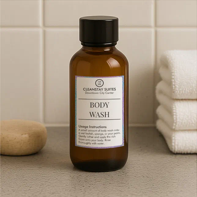 Custom Logo Floral Border Body Wash Label Stickers | Zazzle