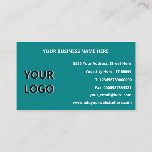 Custom Logo Full Contact Information Professional Business Card | Zazzle
