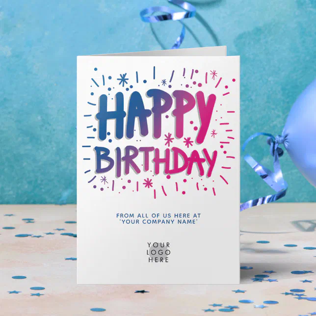 Custom Logo Fun Happy Birthday Text Greeting Card | Zazzle