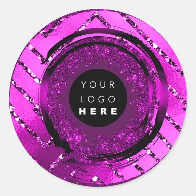 Custom Logo Glitter Pink Tester Sample Container Classic Round Sticker ...