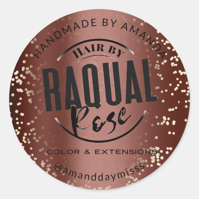 Custom Logo Gold Confetti Promotional Brown Classic Round Sticker | Zazzle