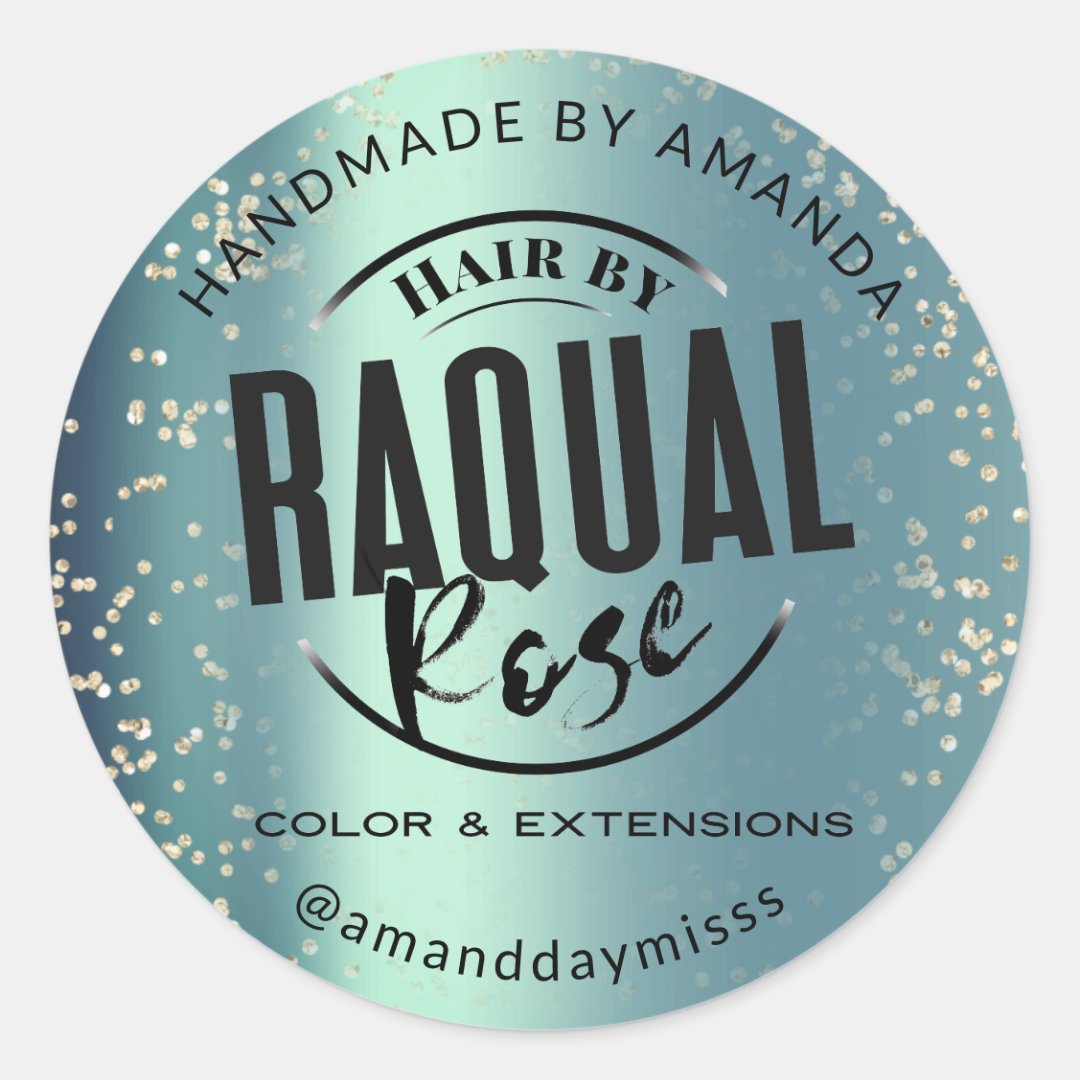 Custom Logo Gold Confetti Promotional Green Classic Round Sticker | Zazzle