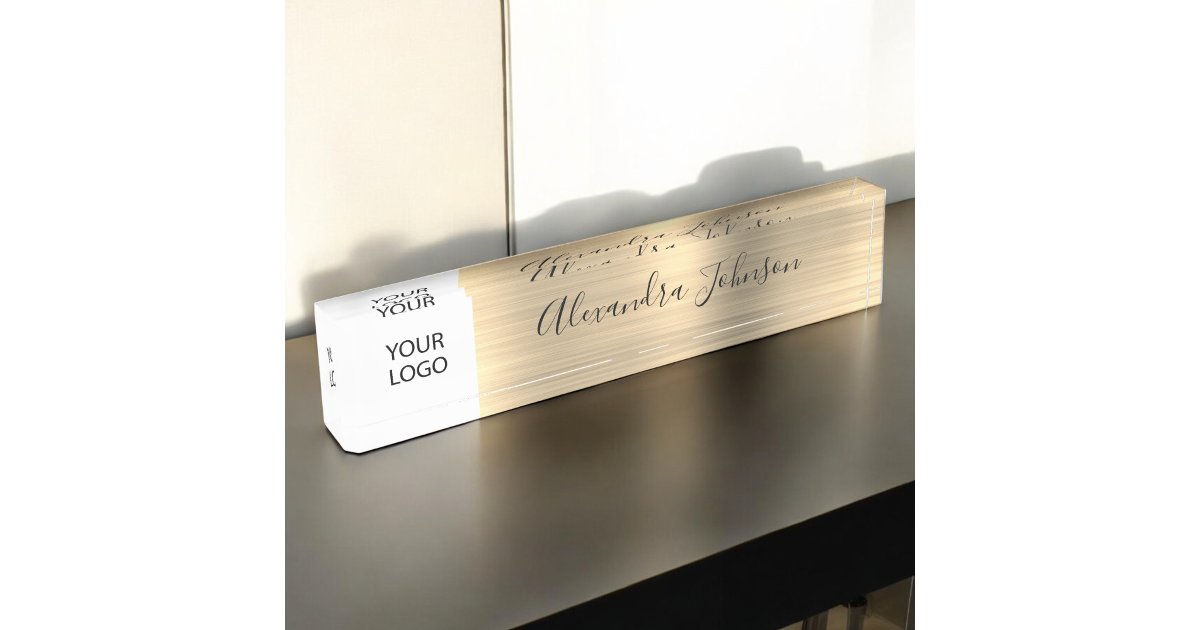 Custom Logo Gold Modern Elegant Professional Desk Name Plate | Zazzle