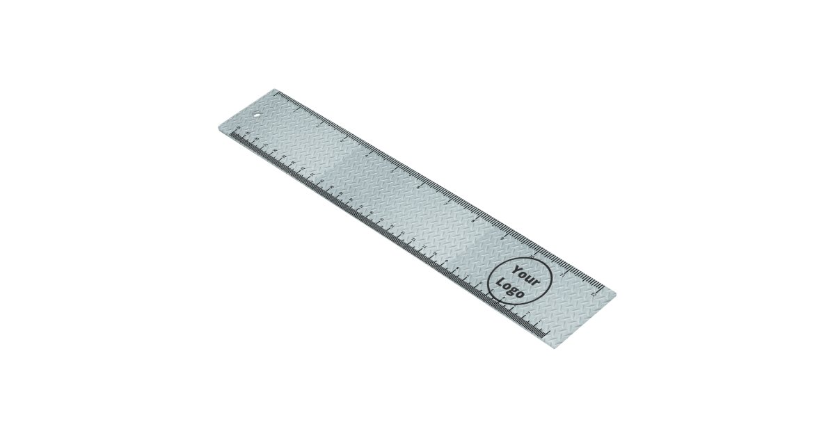 Custom logo gray metal print ruler | Zazzle