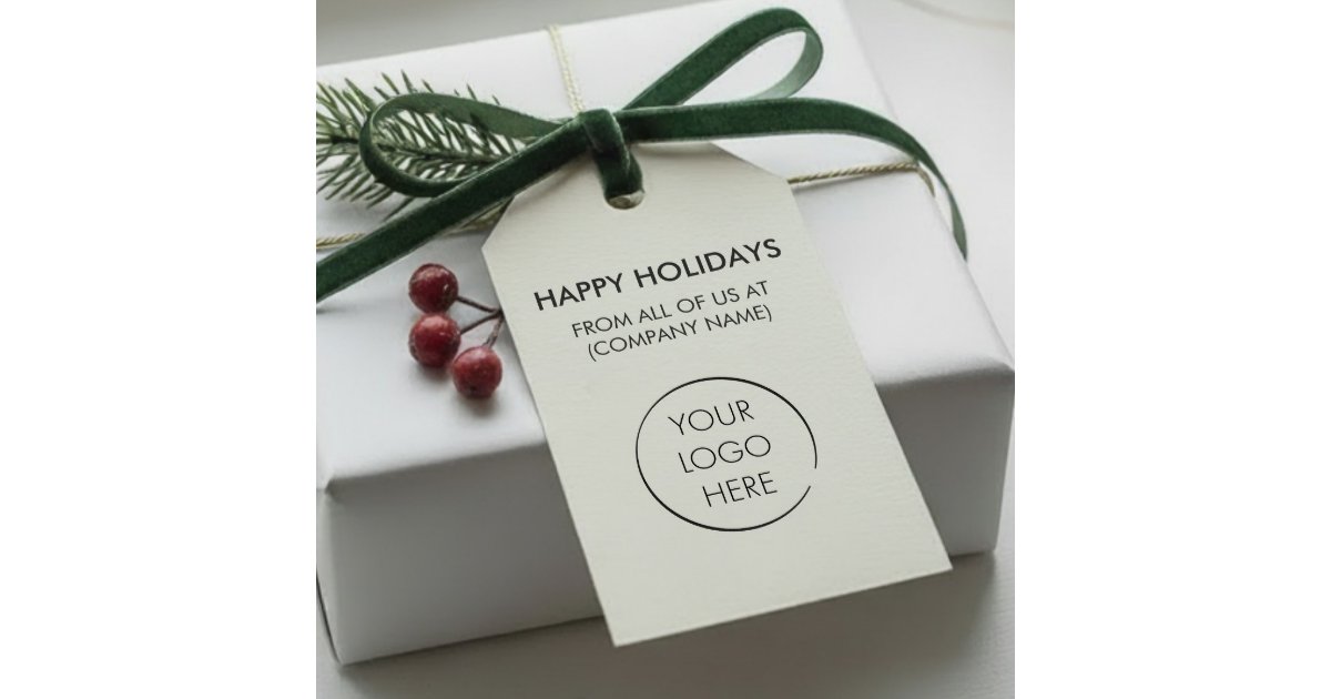 Custom Logo Hang Tag, Holiday Business Marketing Gift Tags | Zazzle