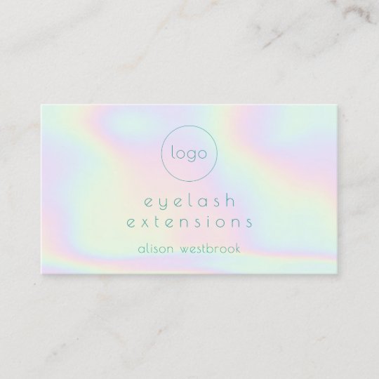 Custom logo holographic rainbow lash extensions business card | Zazzle.com