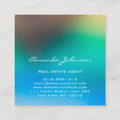 Custom Logo House Real Estate Agent Blue Green Square Business Card ...