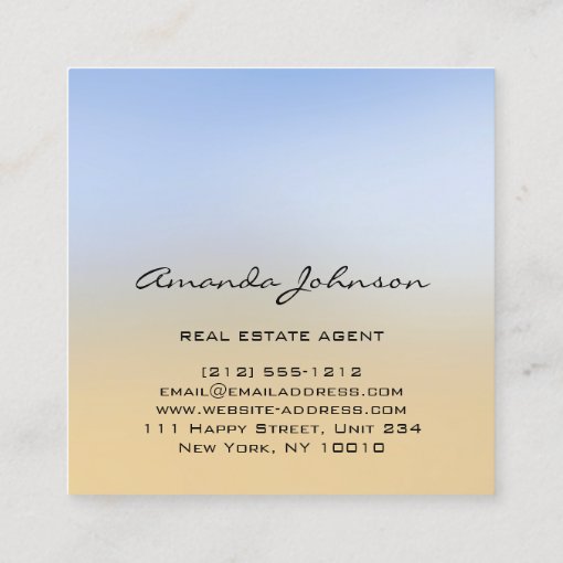 Custom Logo House Real Estate Agent Home Blue VIP Square Business Card ...