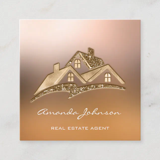 Custom Logo House Real Estate Agent Professional Square Business Card ...