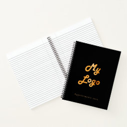 Custom logo image business black gold notebook | Zazzle