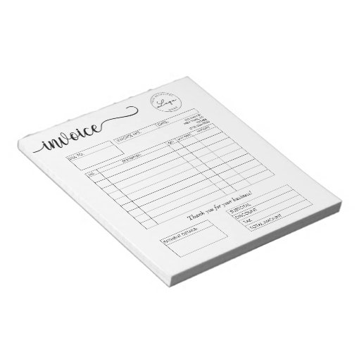 Custom Logo Invoice Small Business Notepad | Zazzle