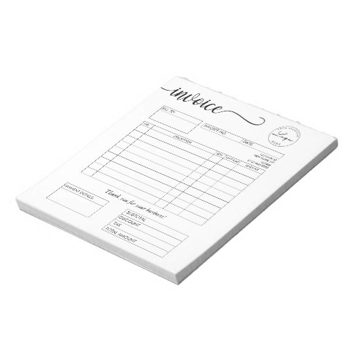 Custom Logo Invoice Small Business Notepad | Zazzle