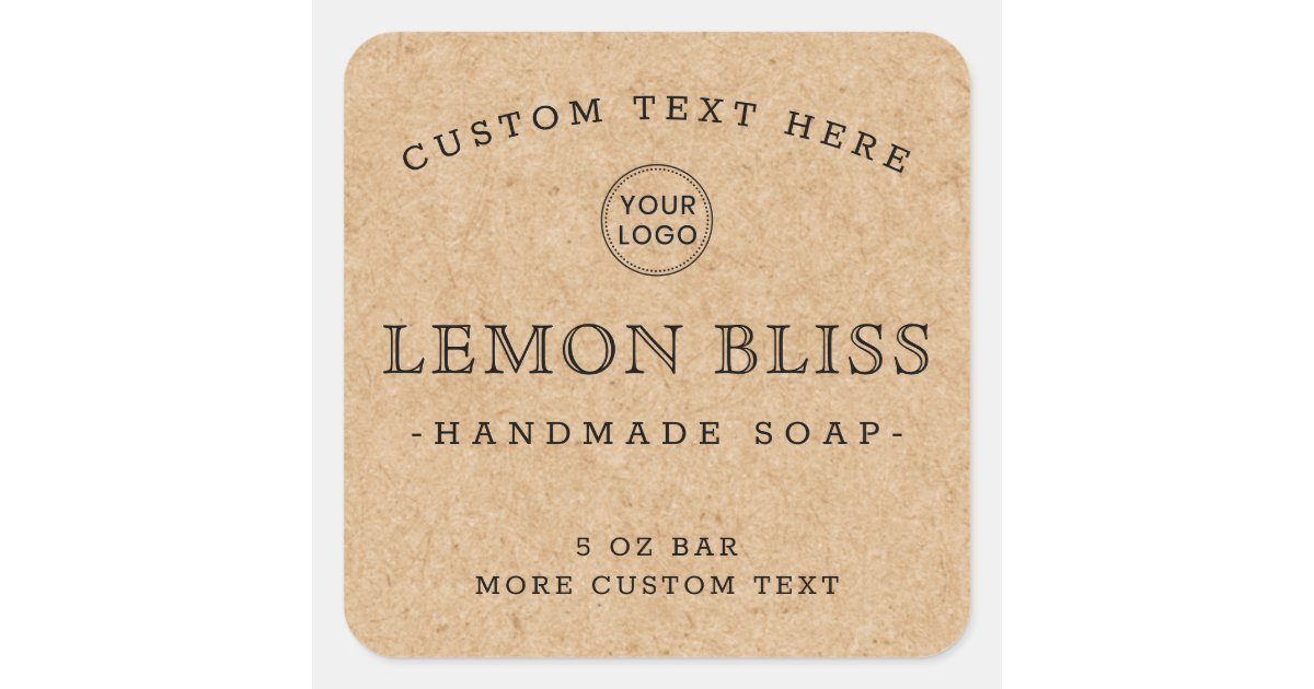 Custom logo Kraft look paper square product labels | Zazzle.com