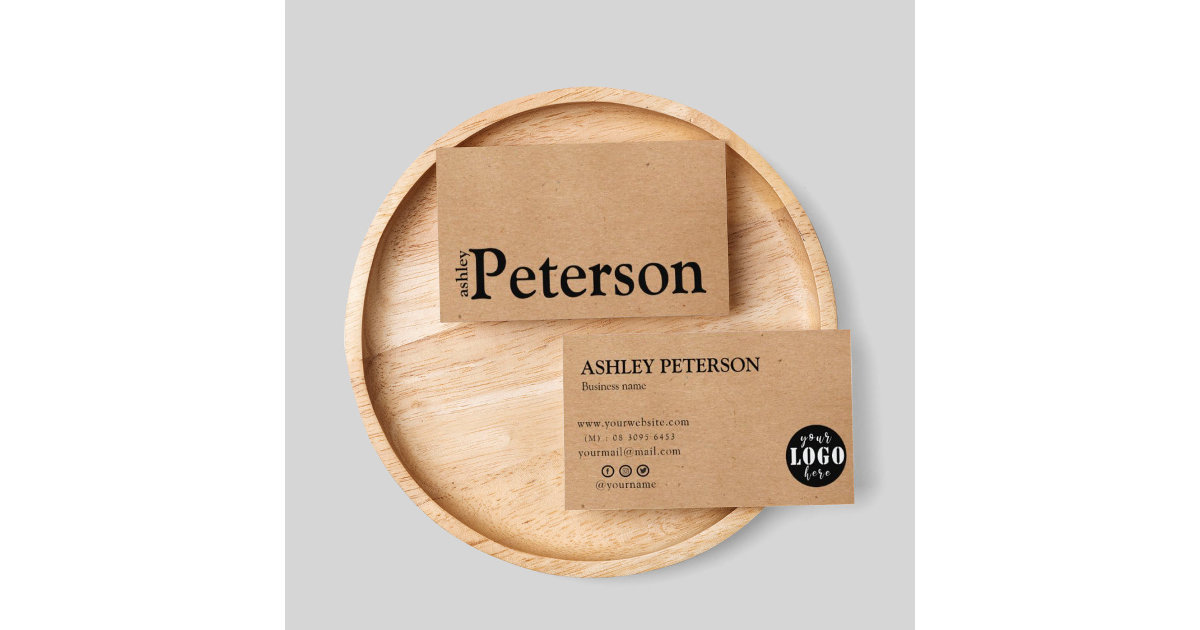 custom logo kraft paper Business Card | Zazzle