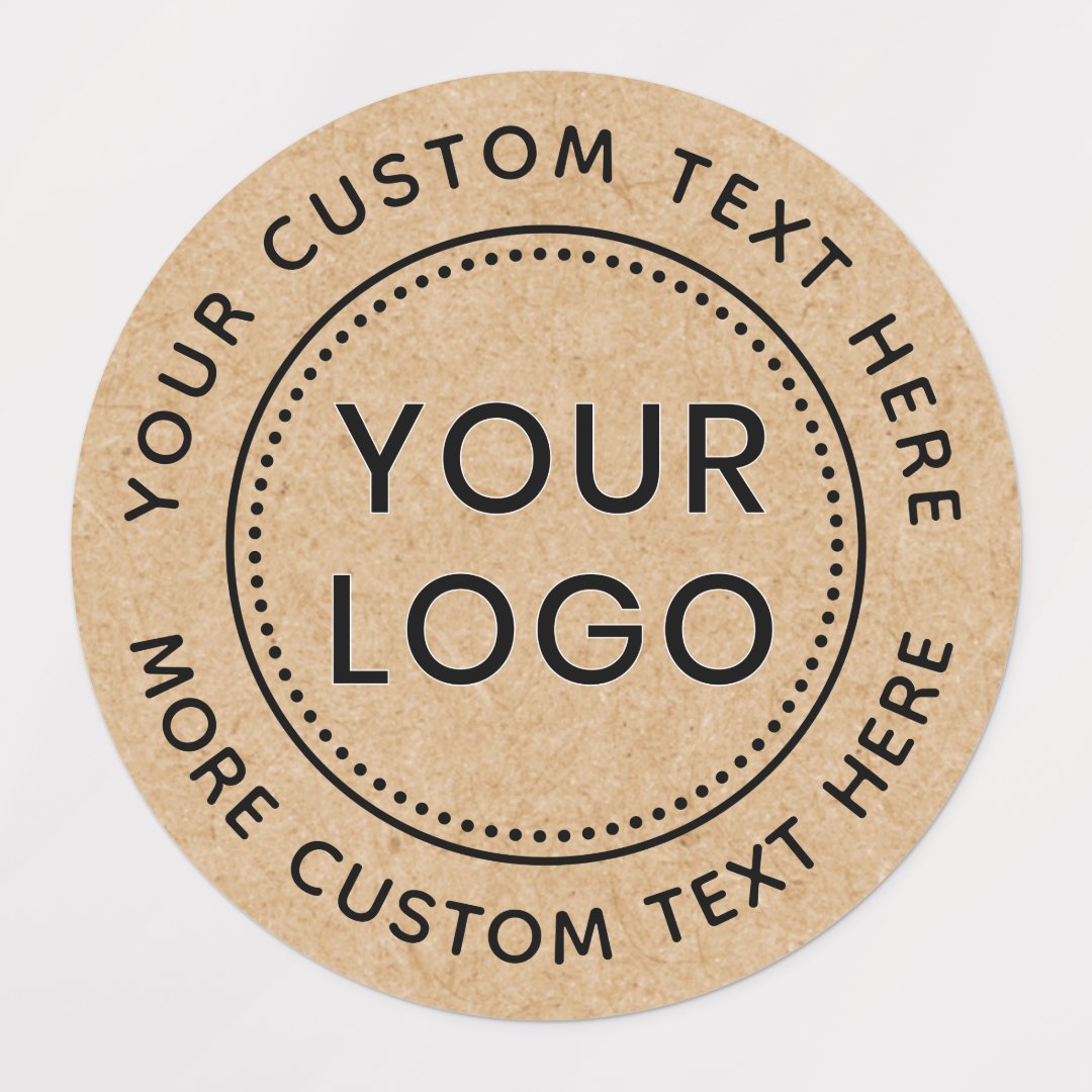 Custom logo Kraft paper look round waterproof Labels | Zazzle