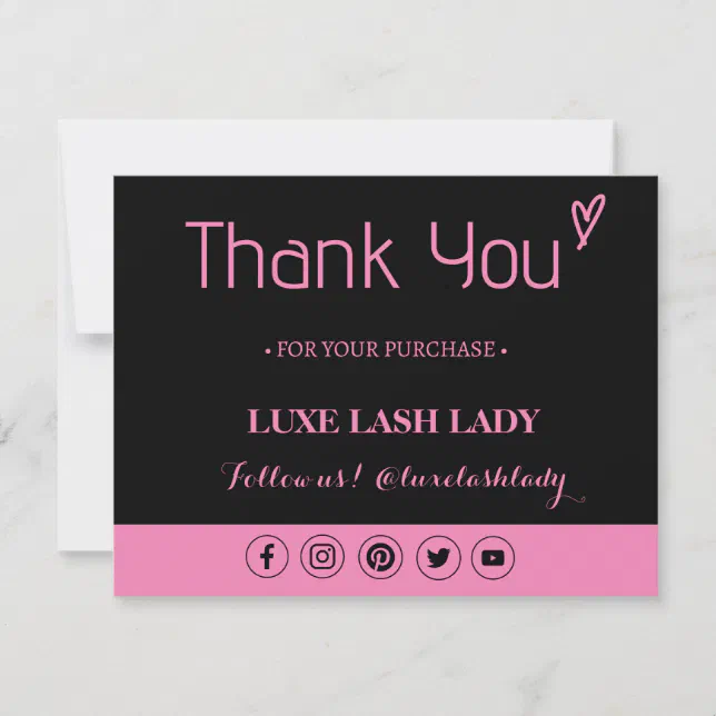 Custom Logo Lash Business Thank You Card TC4 | Zazzle