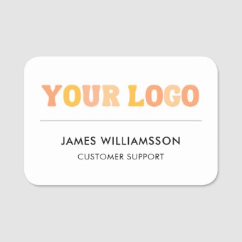 Custom Logo Magnetic Or Pin Back Employee Name Tag | Zazzle