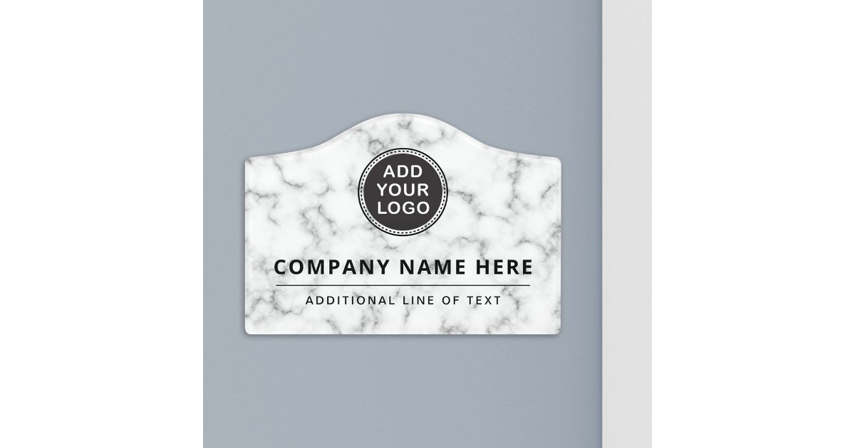 Custom logo marble look business door sign | Zazzle