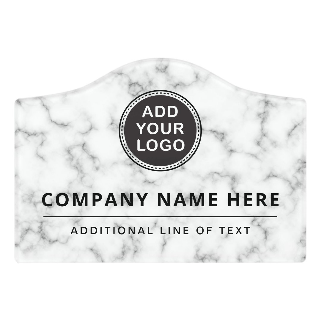 Custom logo marble look business door sign | Zazzle
