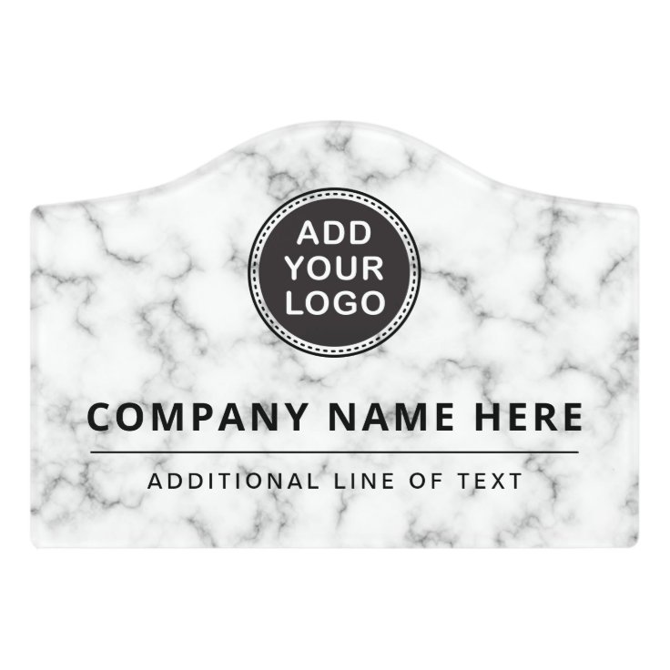 Custom logo marble look business door sign | Zazzle