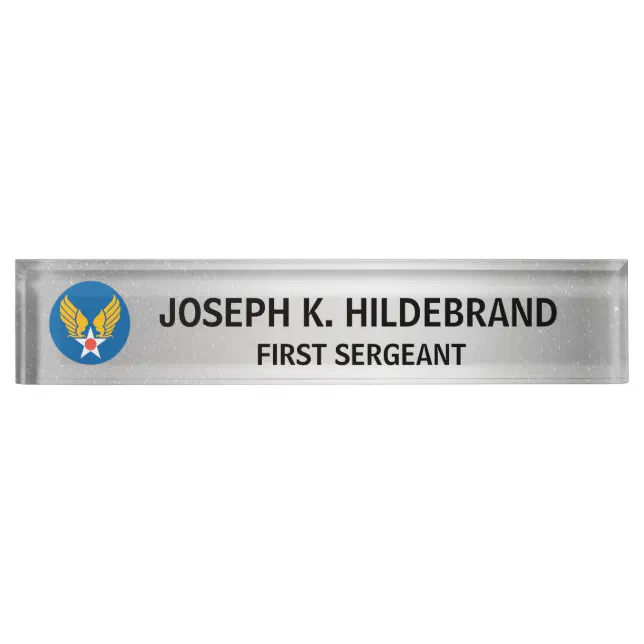 Custom Logo Metallic Silver Military Desk Name Plate | Zazzle
