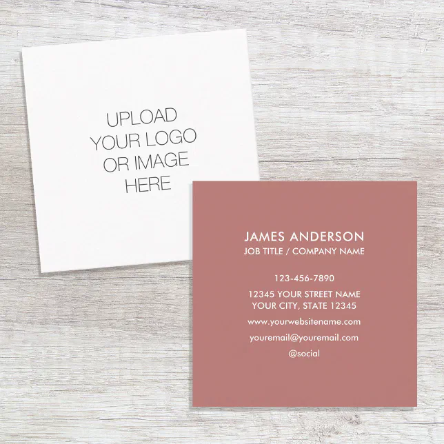 Custom Logo Minimalist Desert Rose Square Business Card | Zazzle