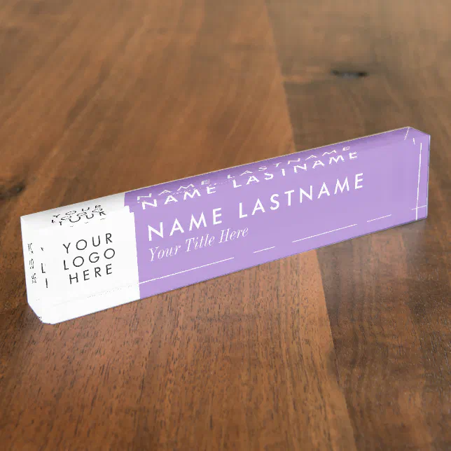 Custom Logo Minimalist Lavender Purple Lilac Desk Name Plate | Zazzle