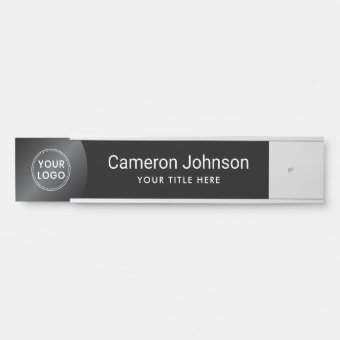 Custom logo modern black and dark gradient door sign | Zazzle