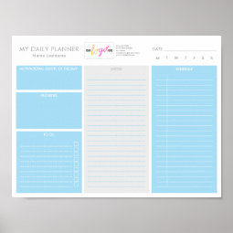 Custom Logo Modern Blue Printable Daily Planner Poster | Zazzle