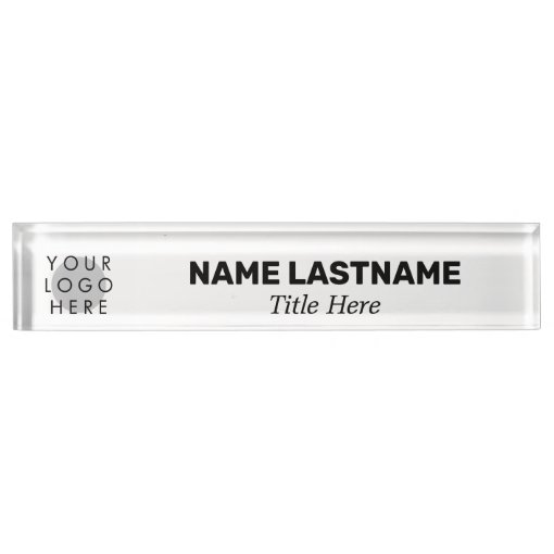 Custom Logo Modern Bold Name Title Simple White Desk Name Plate | Zazzle