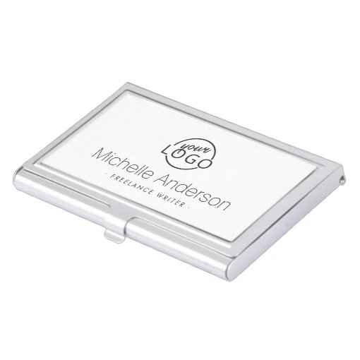 Custom logo modern minimalist personalized business card case | Zazzle