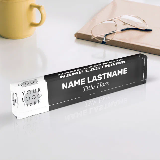 Custom Logo Modern Name Title Simple Business Desk Name Plate | Zazzle