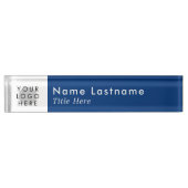 Custom Logo Modern Simple Navy Blue Trendy Desk Name Plate | Zazzle