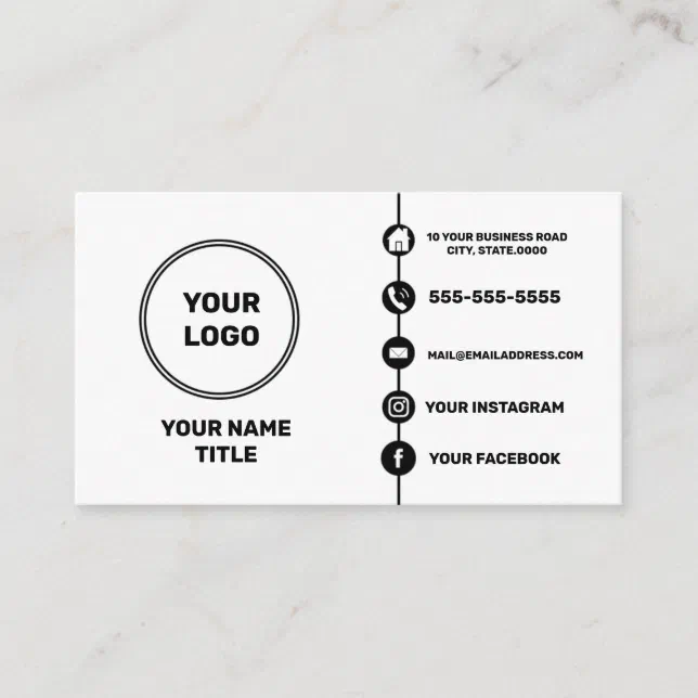 Custom logo modern social media icons business card | Zazzle