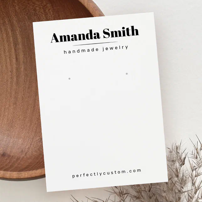 Custom logo modern white earring display card | Zazzle
