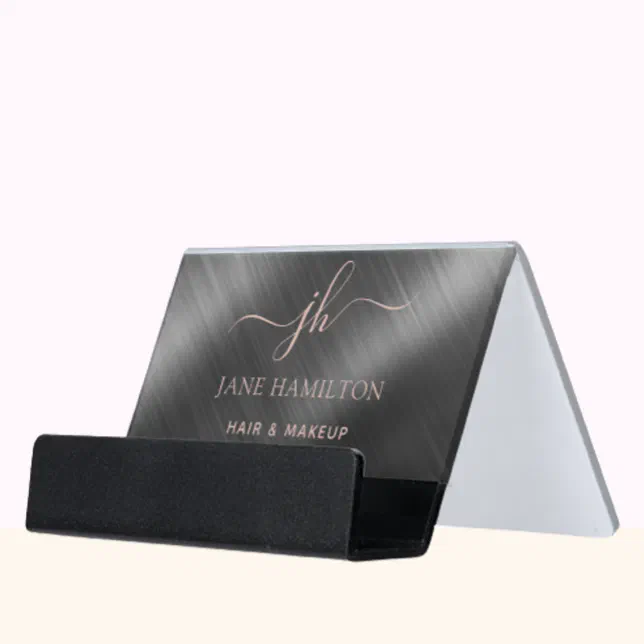 Custom Logo Monogram Script Name Desk Business Card Holder | Zazzle