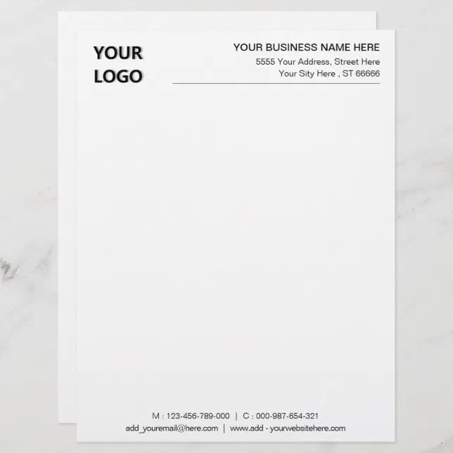 Custom Logo Name Address Info Company Letterhead | Zazzle
