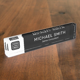 Custom Logo Name And Job Title Elegant Desk Name Plate | Zazzle