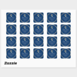 Custom Logo Name Body Butter Cosmetics Gold Blue Square Sticker | Zazzle