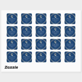 Custom Logo Name Body Butter Cosmetics Gold Blue Square Sticker | Zazzle