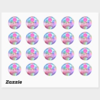 Custom Logo Name Body Butter Cosmetics Holograph Classic Round Sticker ...