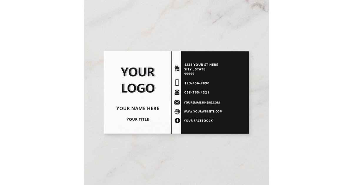 Custom Logo Name Info Business Card - Your Colors | Zazzle