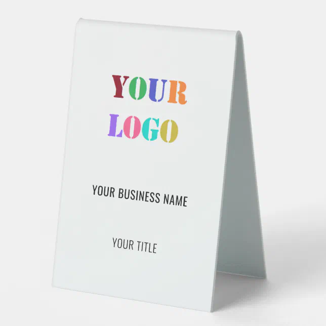 Custom Logo Name Info Business Company Table Sign | Zazzle