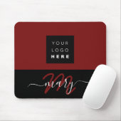 Custom Logo Name Monogram Black White BUrgundy Mouse Pad | Zazzle
