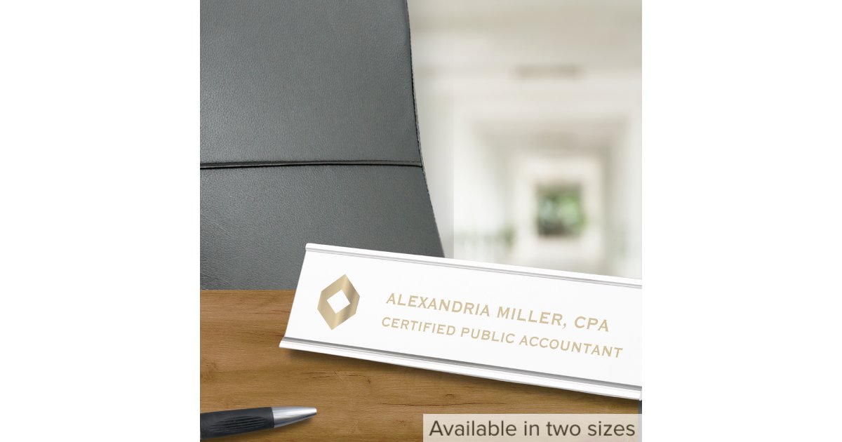 Custom Logo Name Title Professional Desk Name Plate | Zazzle