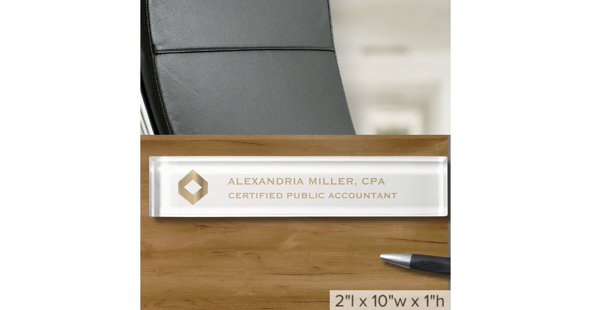 Custom Logo Name Title Professional Desk Name Plate | Zazzle