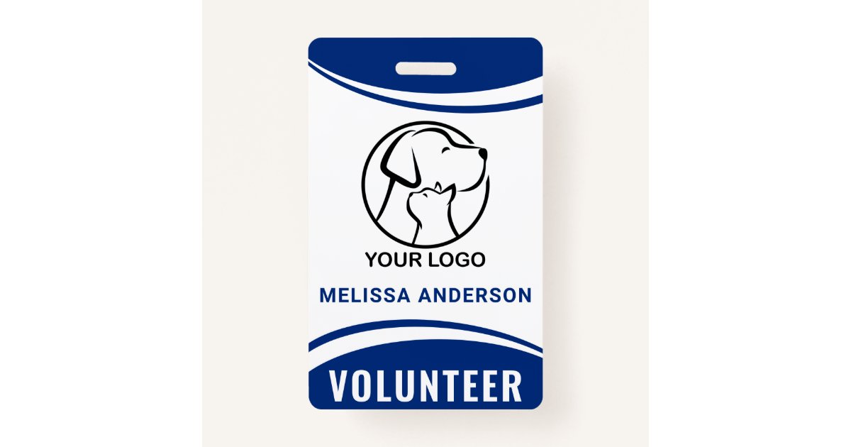 Custom Logo Name Volunteer ID Badge | Zazzle