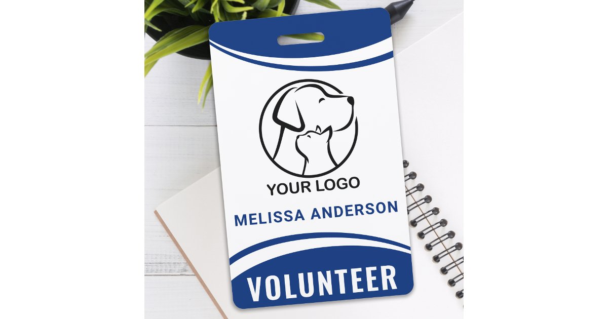 Custom Logo Name Volunteer ID Badge | Zazzle